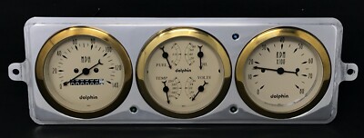 1939 Chevy Car 3 Gauge Dash Panel Quad Style Insert Set Mechanical Gold ...