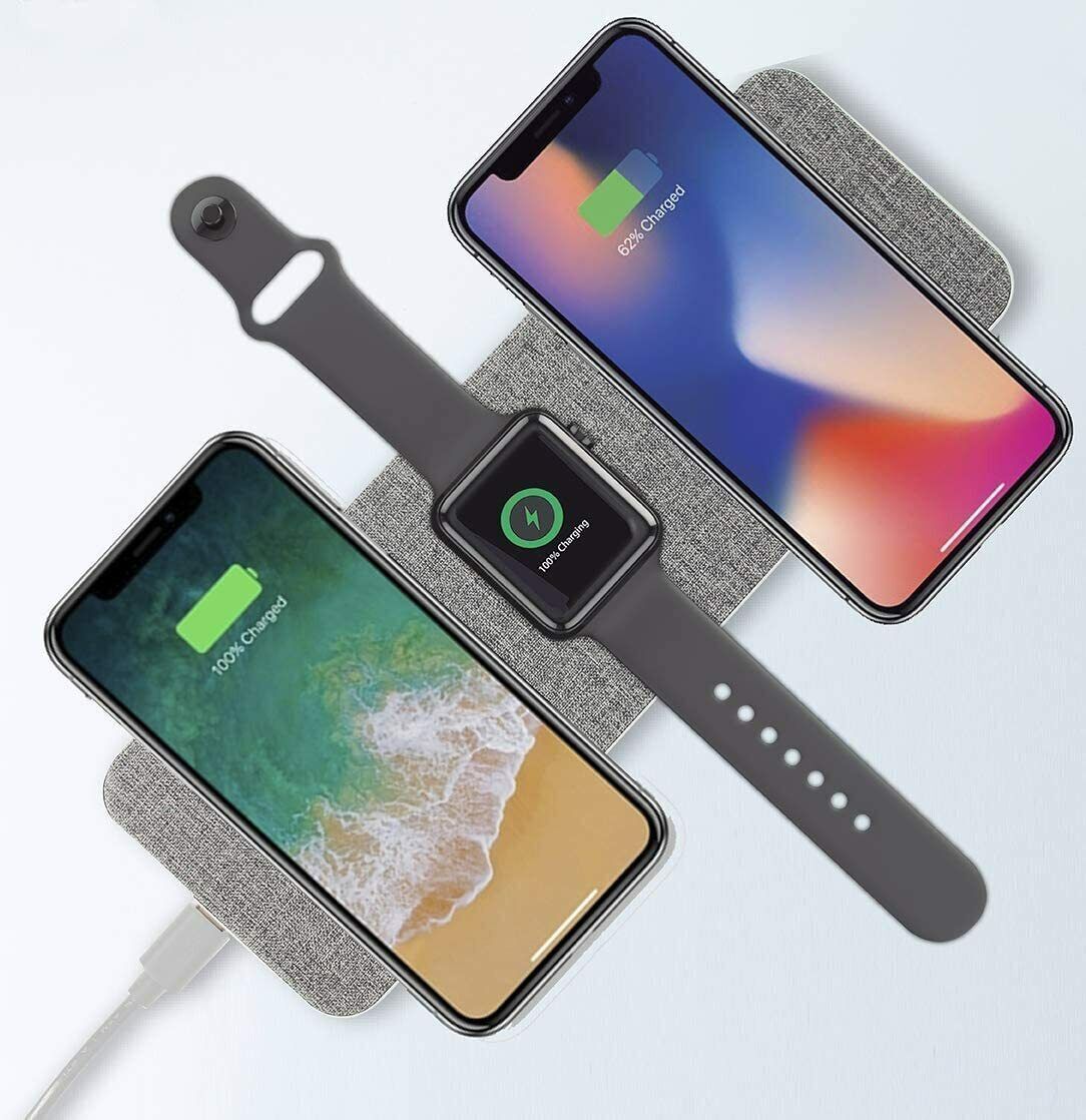 Tech2 Nano Juice 3 in 1 Wireless Charger w/ Adapter Qi-Certified for ...