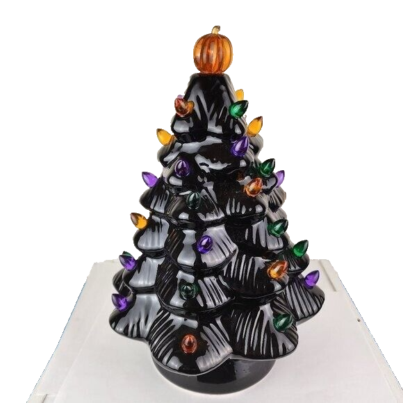 Mr. Christmas Black Ceramic Tree Halloween With Timer Lighted | eBay