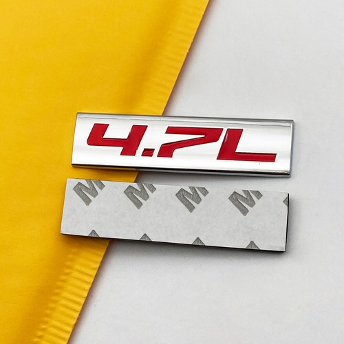 2x Silver & Red 4.7L Engine Emblem Metal V6 V8 Engine Logo SUV Racing ...