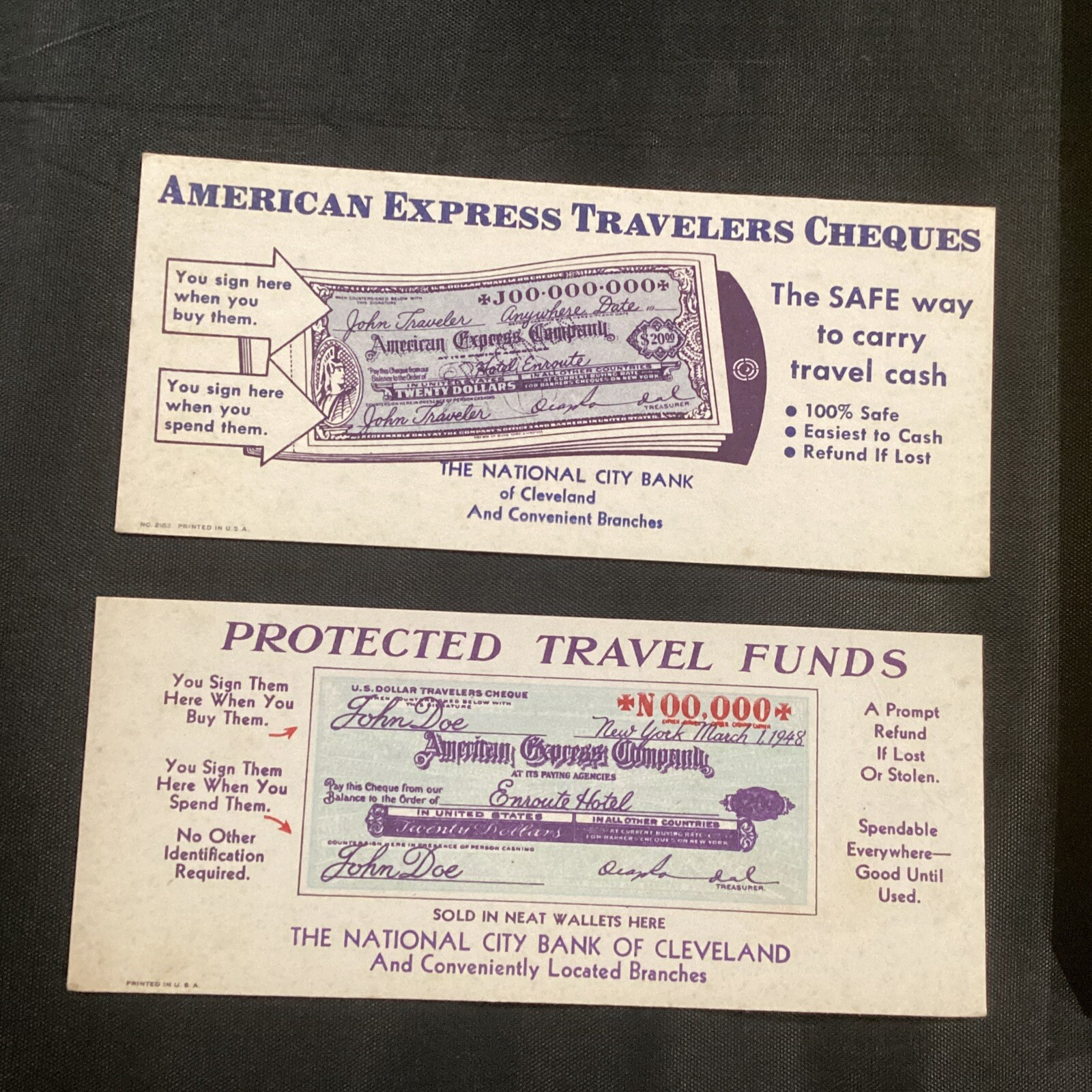 National City Bank of Cleveland Travelers Checks Blotter Postcard Size ...