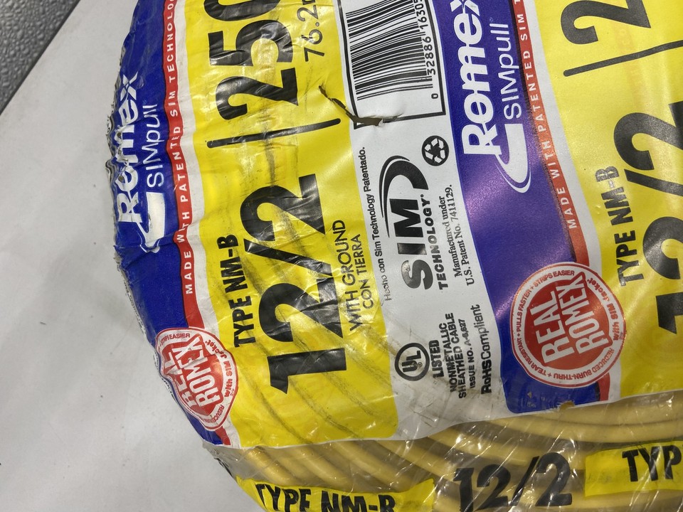 Romex 12/2 SIMpull 250' NM-B W/G Wire - Yellow 28828255 | eBay