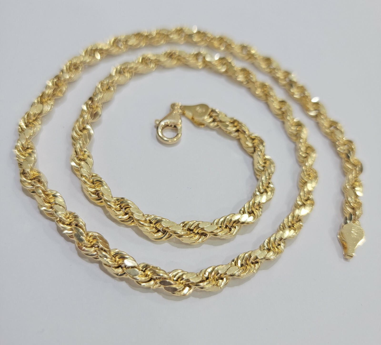 Real 10K Gold Rope Chain Necklace Men 6mm 20 Inch Real Gold Free ...