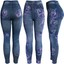 High Waist Women's Denim Print Fake Faux Jeans Leggings Pants | eBay