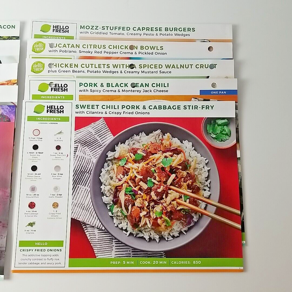 10 Hello Fresh Recipe Meal Cards Mix Lot Chicken Turkey Beef Pork ...