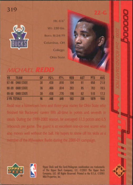2000-01 Upper Deck Milwaukee Bucks Basketball Card #319 Michael Redd | eBay