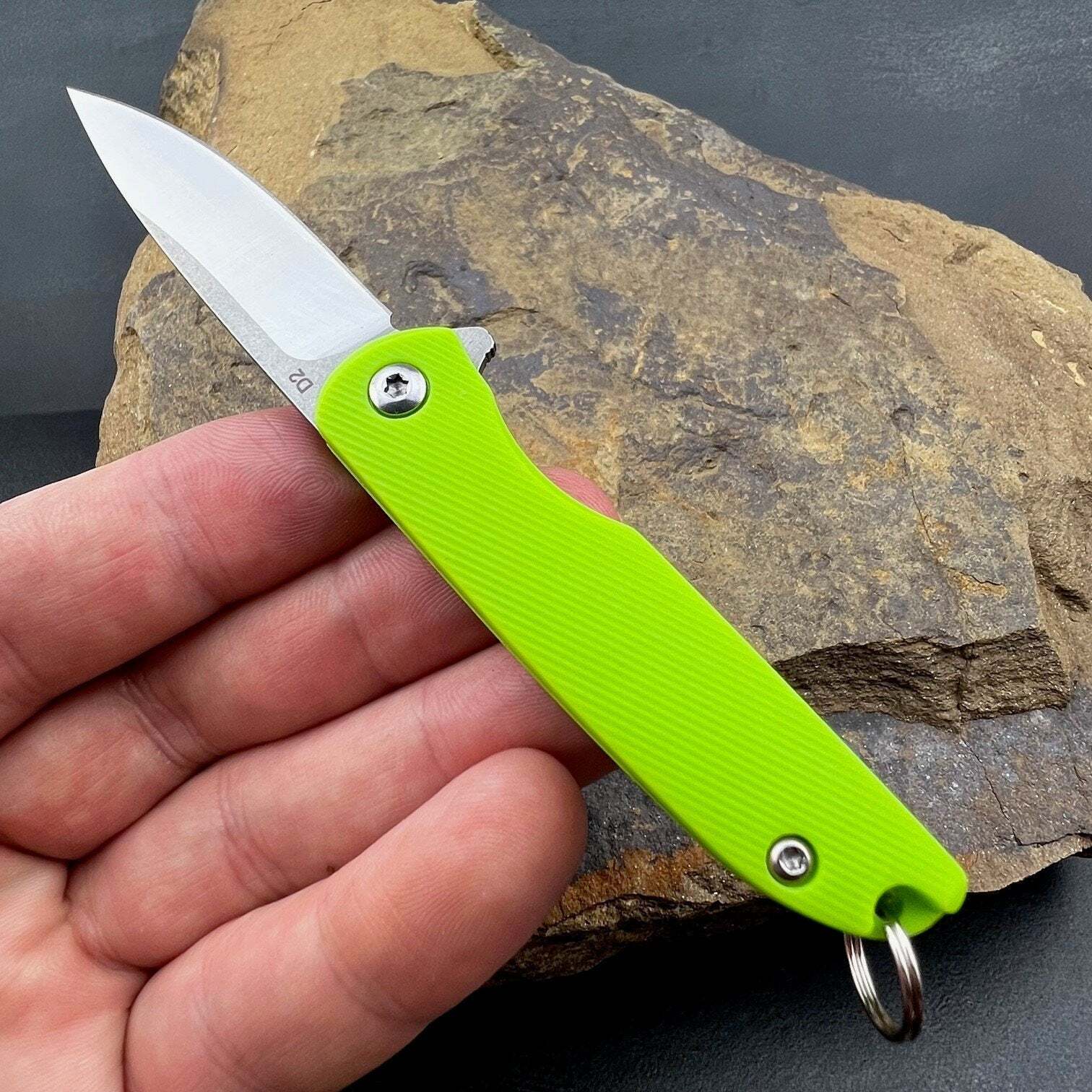 VORTEK PIKA Lime Green D2 Ball Bearing Flipper Blade EDC Keychain ...