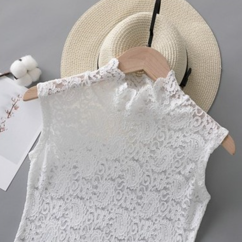 Women Retro Floral Lace Shirt Hollow Sleeveless Tops Mesh Sheer Vest ...