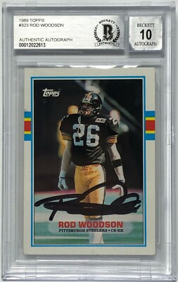 Rod Woodson Signed 1989 Topps Rookie Card RC 323 *GEM MT 10 AUTO* BAS ...