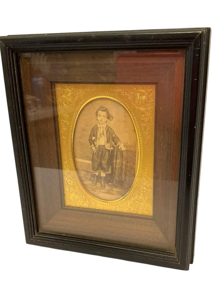 FINE ANTIQUE EARLY 1/6th PLATE TINTED DAGUERREOTYPE BOY 1840'S Walnut ...