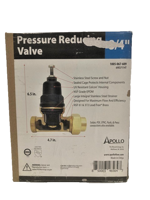 Apollo 36CLF Series 3/4" PRESSURE REDUCING VALVE NL Single Union Solder ...