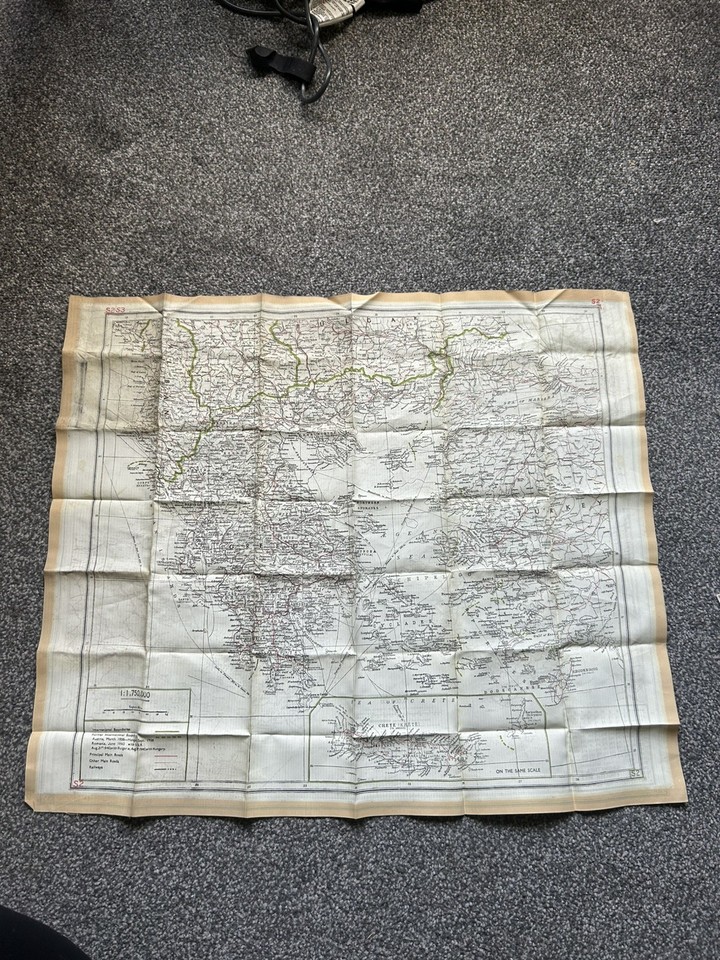 Escape Map WW2 RAF Rayon Silk Evasion Map S2/S3 Greece Balkans & Italy ...