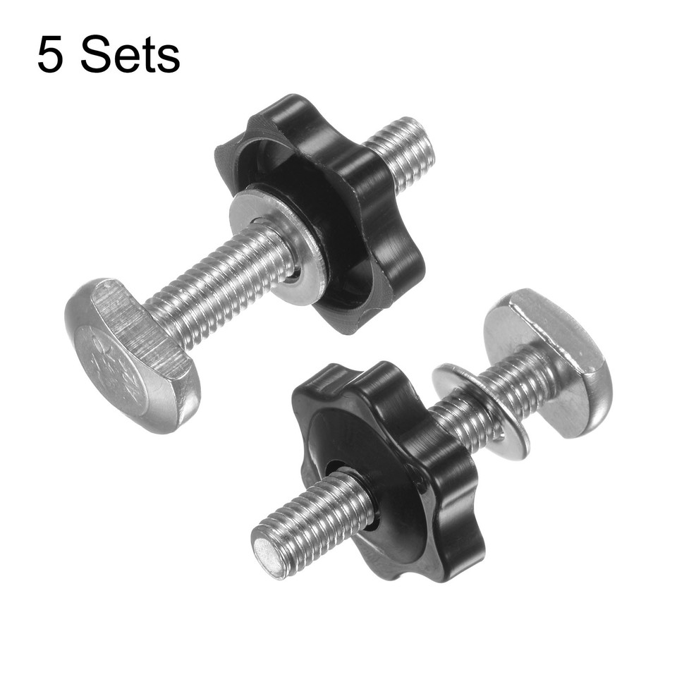 5Set T Track Bolts Knob M8x45mm Threaded M8x32mm Hex Hand Nut Clamping ...