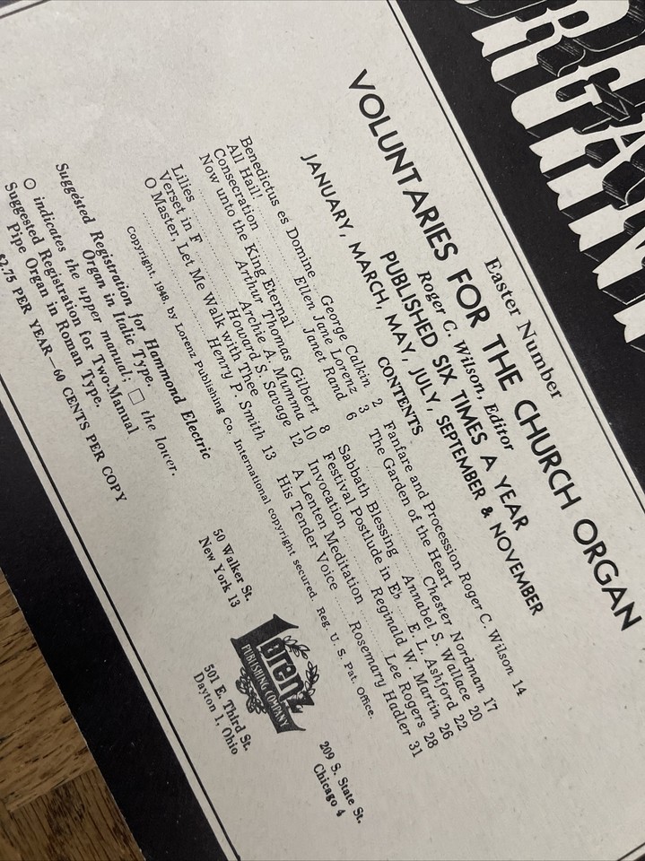 The Organist March 1948 Song Book | eBay