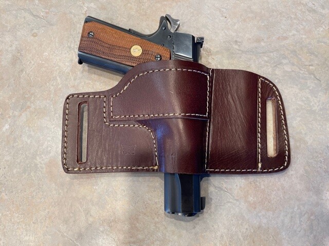 Pancake style leather holster with mag or knife sheath for auto or ...