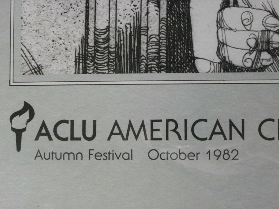 Vtg Framed Charles Bragg "Objection" Poster-ACLU Autumn Festival 1982 ...