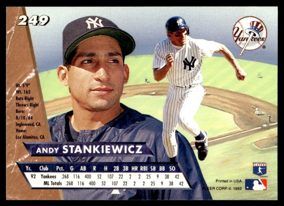 1993 Ultra #249 Andy Stankiewicz New York Yankees | eBay