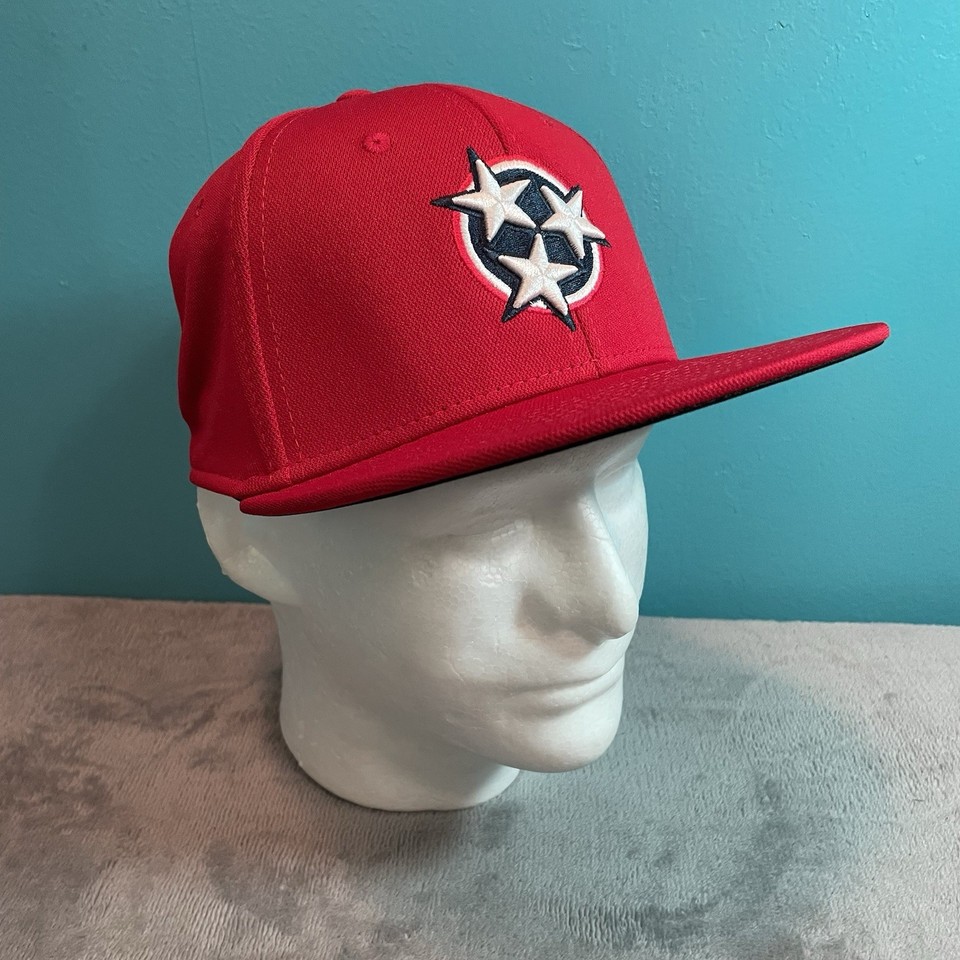 Fitted Hat Tennessee Tri-Star Red Solid Panel OC Sports Team Green Size ...