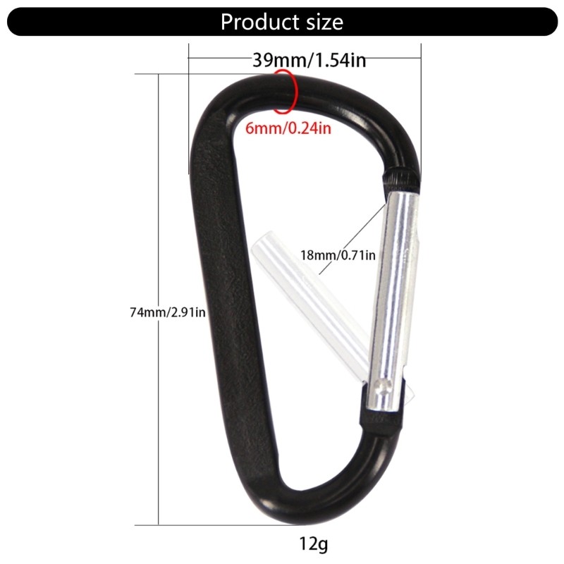 5pcs Carabiner Keychains Multipurpose Locking Hook Light weight Strong ...