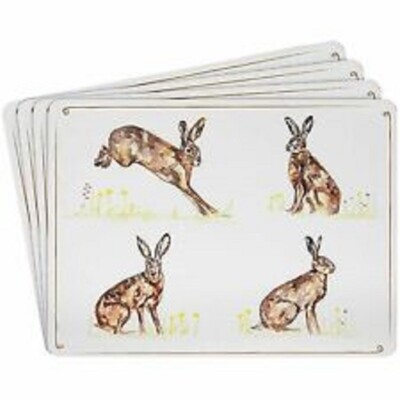 Set Of 4 Hares Dinner Placemats Table Setting Cork Backed | eBay