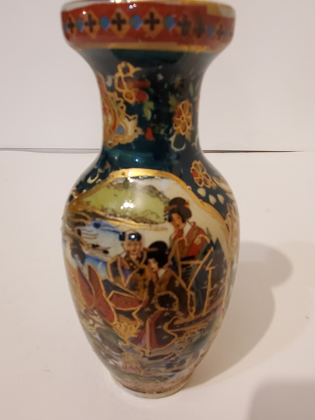 Vintage Zhong Guo Zhi Zao Porcelain Chinese Satsuma Style Geisha Vase ...