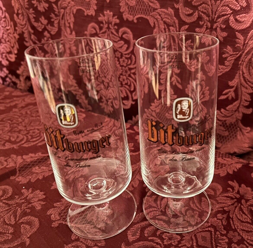 ( 2 ) Bitburger Pils German Stemmed Beer Glasses ~ 0.25 Liter ~ 6" Tall ...