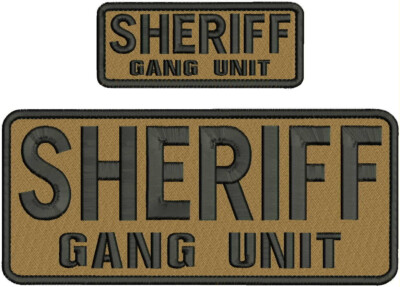 Sheriff Gang Unit Embroidery Patch 10x4 & 5x2 Velcr@ On Back Black On ...