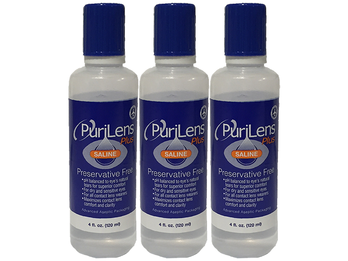 Purilens Preservative-free Saline Solution for Soft Contacts 4oz ( 3 ...