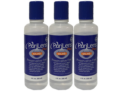 Purilens Preservative-free Saline Solution for Soft Contacts 4oz ( 3 ...
