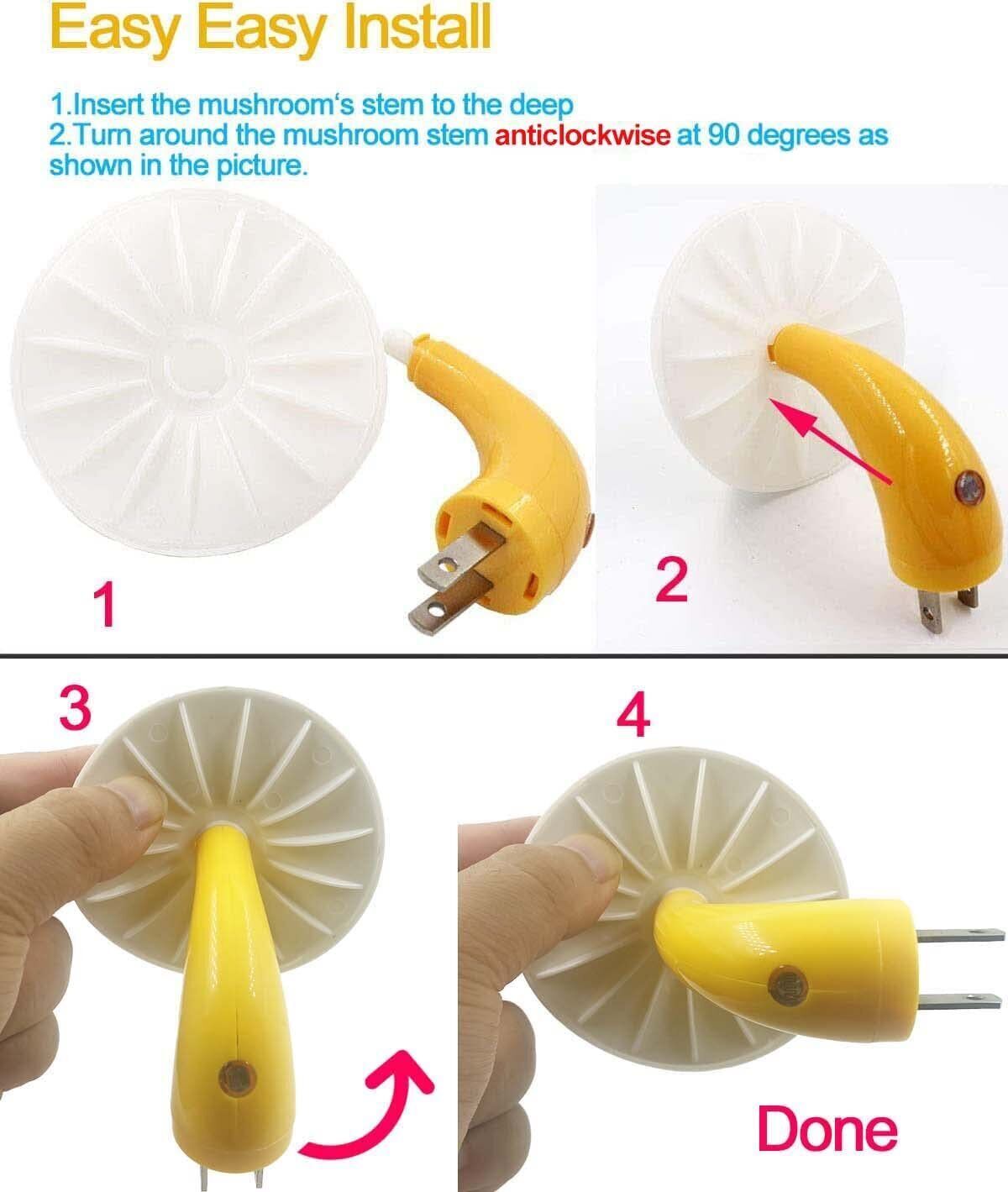 US LED Night Lights Mushroom Gradient Light Sensor Plug-in Wall Lamps ...