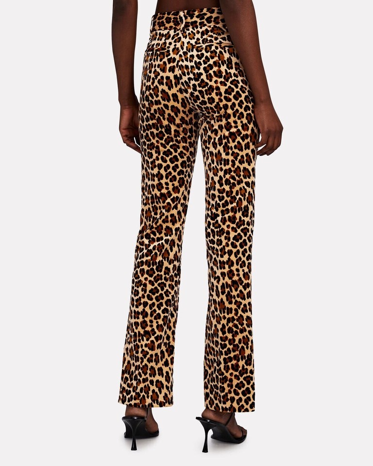 FRAME Womens Mini Boot Cheetah-Print Velvet Pants Trouser LWWB0816-BR ...