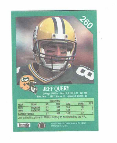 Jeff Query Green Bay Packers WR #260 Fleer 1991 Football Card | eBay