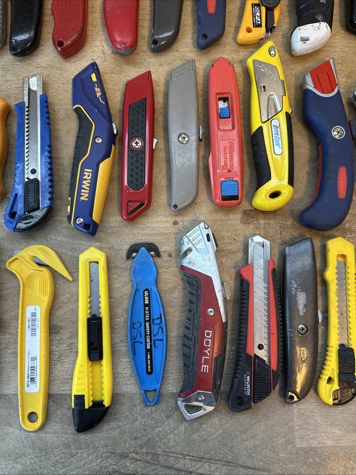 Lot of 60 Utility Knives Box Cutters Assorted Brands Styles Colors TSA ...