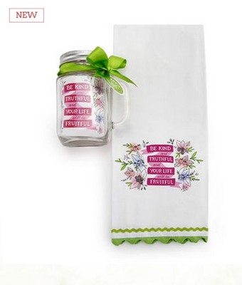 Kind and Truthful Tea Towel Demdaco Studio Towel 17.5 x 26.5 Mason Jar ...