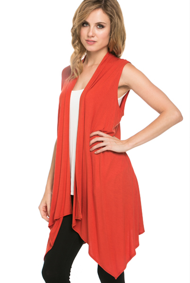 Womens Sleeveless Solid Cardigan Asymmetrical Hem Open Front Wrap Drape ...
