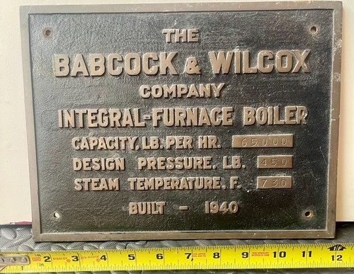 BABCOCK & WILCOX INTEGRAL-FURNACE BOILER 1940Vintage Industrial Brass ...