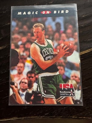 1992 SkyBox USA #102 Magic Johnson on Larry Bird Basketball Card Team ...