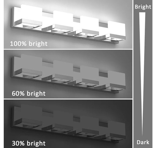 Tipace Dimmable Modern 4 Lights LED Vanity Light for Bathroom Up and ...