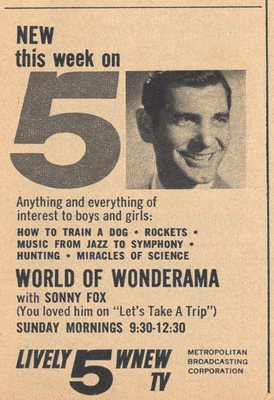 1959 WNEW TV AD~SONNY FOX hosts WORLD OF WONDERAMA~NEW YORK CHILDREN'S ...
