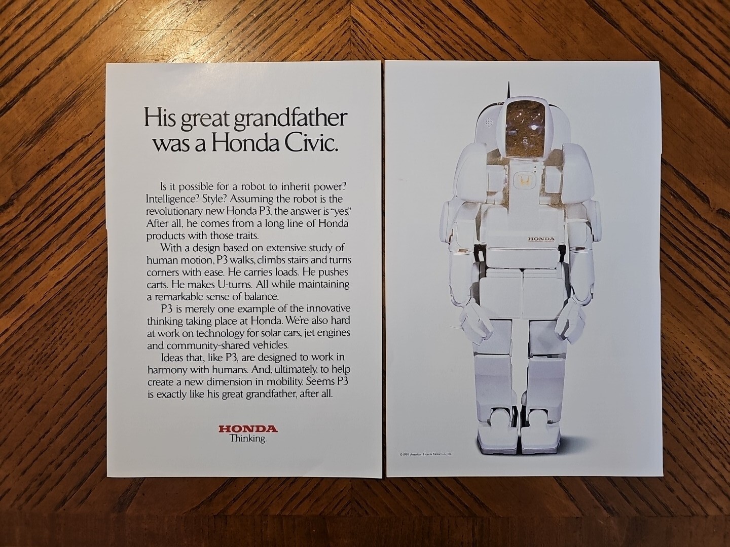 Vintage Honda P3 Humanoid Robot 2 Page Magazine Print Ad 1999 | eBay