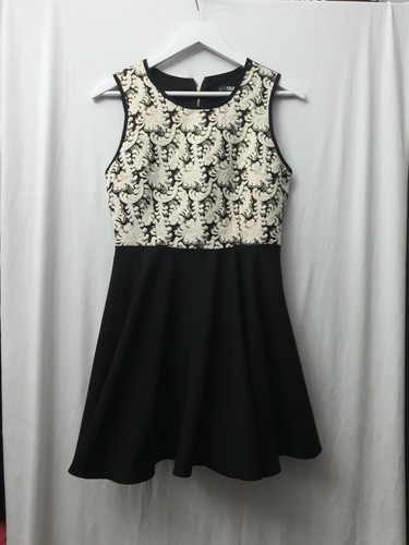 QUIZ Skater dress Black Gold Cream BROCADE UK 10 EUR 38 A LINE ...