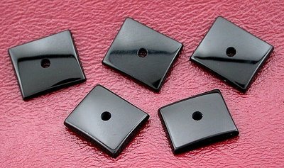 TWO 14x12 Black Onyx Flat Buff Top Rectangle 2mm Hole Cabochon Ring ...