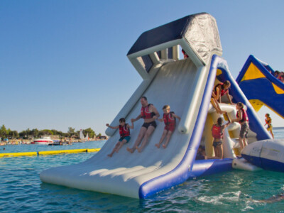 Inflatable Floating Water Trampoline Park Triangle Water Slide For ...