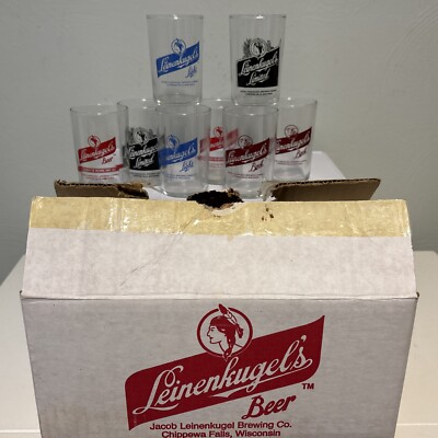 Leinenkugel Beer Set Of 8 Indian Short Beer Glasses In Box Rare Set | eBay