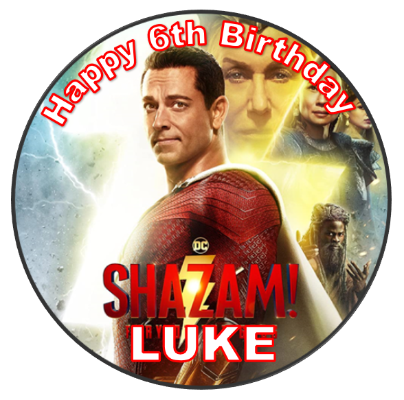 Shazam Superhero Personalised Edible Cake Topper Birthday Party ...