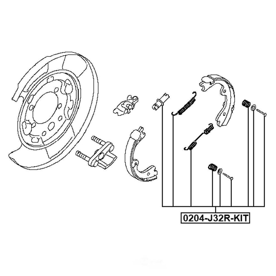 Drum Brake Self-Adjusting Strut Assembly-S, RWD Febest 0204-J32R-KIT | eBay