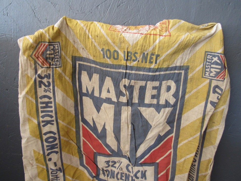 Vintage MASTER MIX Mash Concentrate McMillen Feed Sack Bag Farmer Barn ...