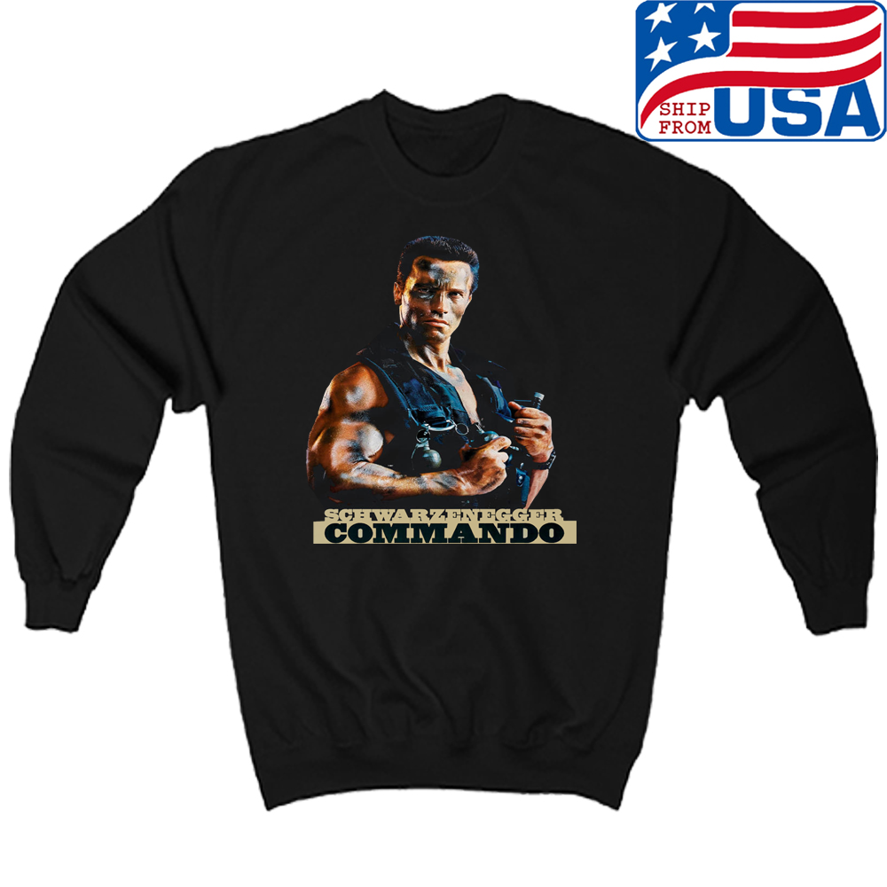Arnold Schwarzenegger Commando Men's Black Crewneck Sweatshirt Size S ...