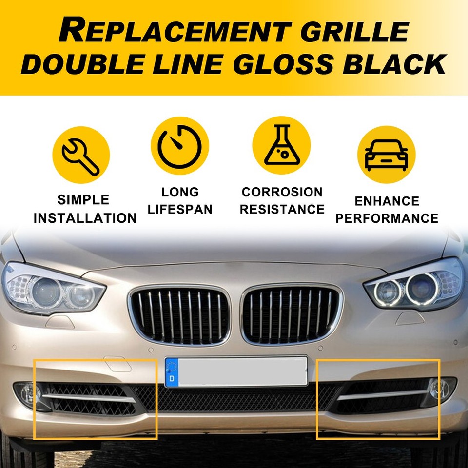 For BMW E60 E61 M Sport Front Bumper Lower Mesh Grill Trim Cover Pair ...