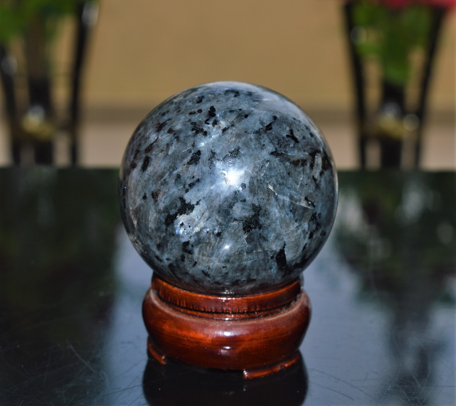 Natural 55MM Larvikite Labradorite Stone Healing Charged Granite Flash ...